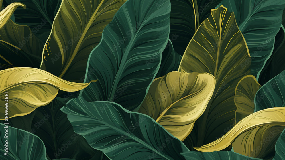 Tropical banana leaf Wallpaper Luxury nature leaves wallpaper decor ...