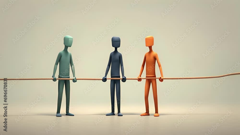 A tug of war between two characters representing conflicting thoughts ...