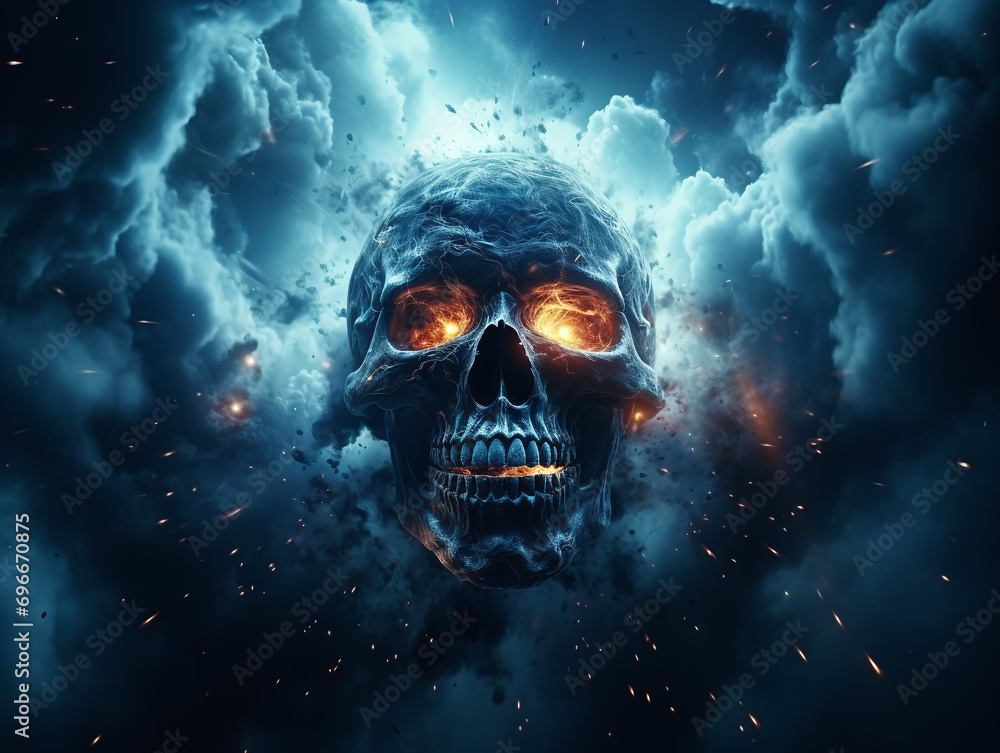 Smoked Skull Cloud Calamity Concept and Scary Abstract Digital Cloud ...