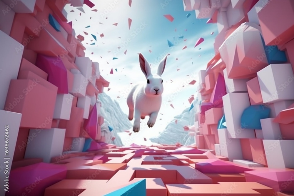 Dive into a geometric wonderland where running and jumping rabbits ...