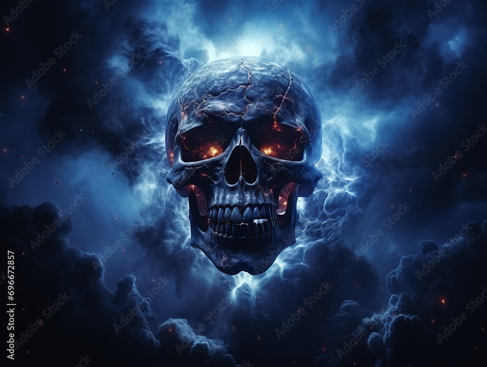 Smoked Skull Cloud Calamity Concept and Scary Abstract Digital Cloud ...