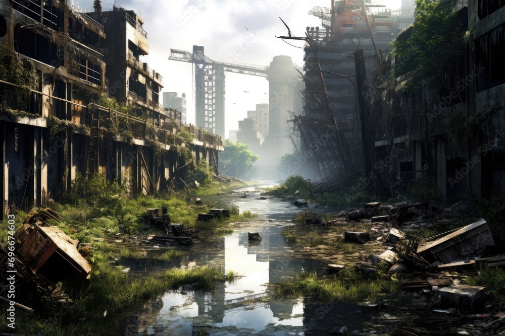 Ruins of a very heavily polluted industrial factory, place was known as ...