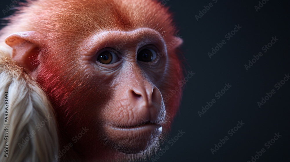 Red Bald-headed Uakari, also known as British Monkey (Cacajao calvus ...