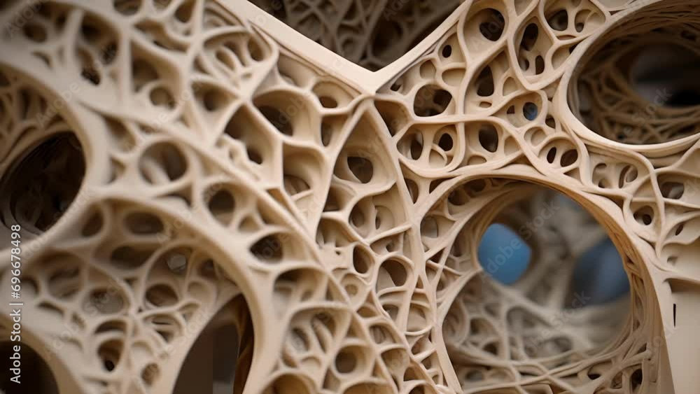 Vidéo Stock A highly magnified of a 4D printed structure, showing the intricate patterns and ...