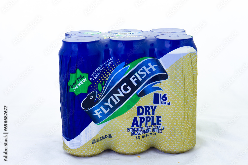 Johannesburg, South Africa - a carry pack of Flying Fish dry apple ...