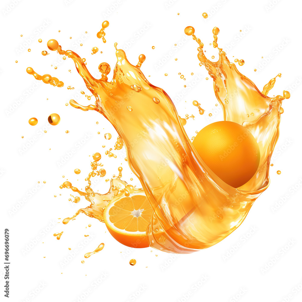Dynamic Orange Juice Splash on Transparent Background, Fresh Citrus ...