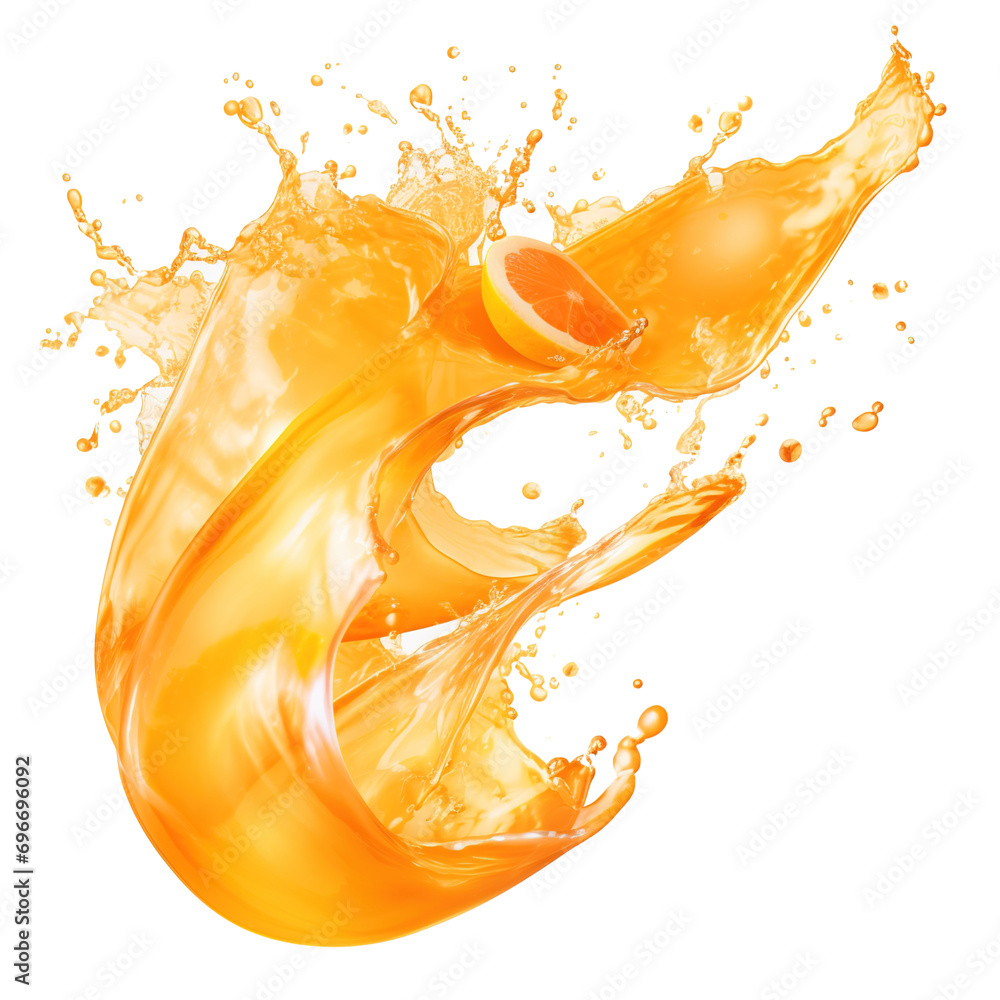 Dynamic Orange Juice Splash on Transparent Background, Fresh Citrus ...