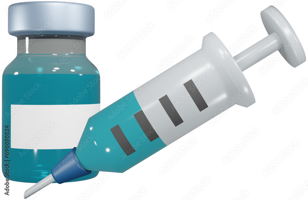 Medicine bottle and syringe for injection. Medical, healthcare ...