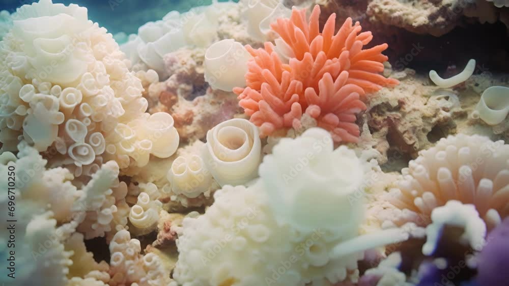 Vidéo Stock Microscopic view of coral bleaching, emphasizing the ...