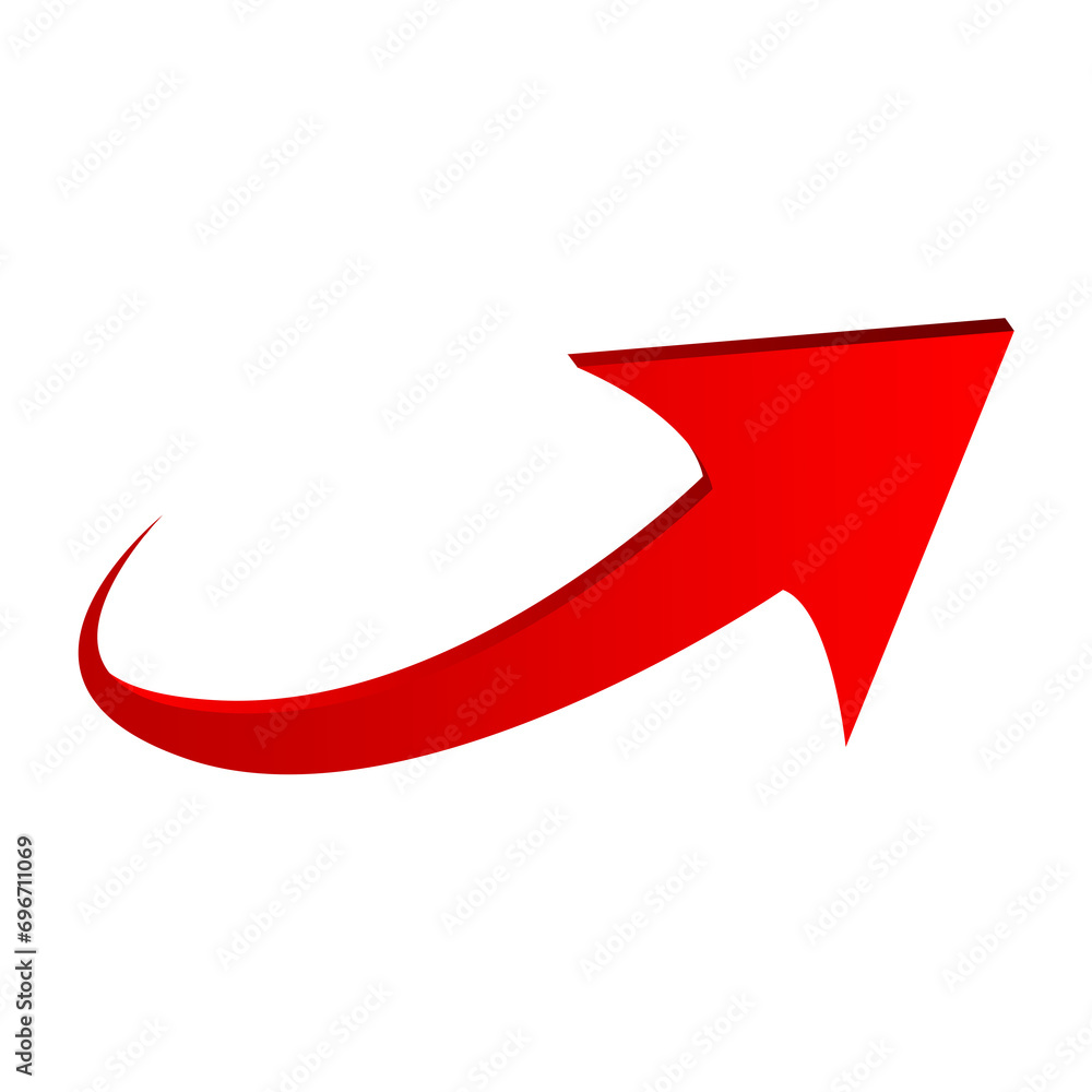 Growing Red Arrow up. Concept of sales symbol icon with realistic 3d ...