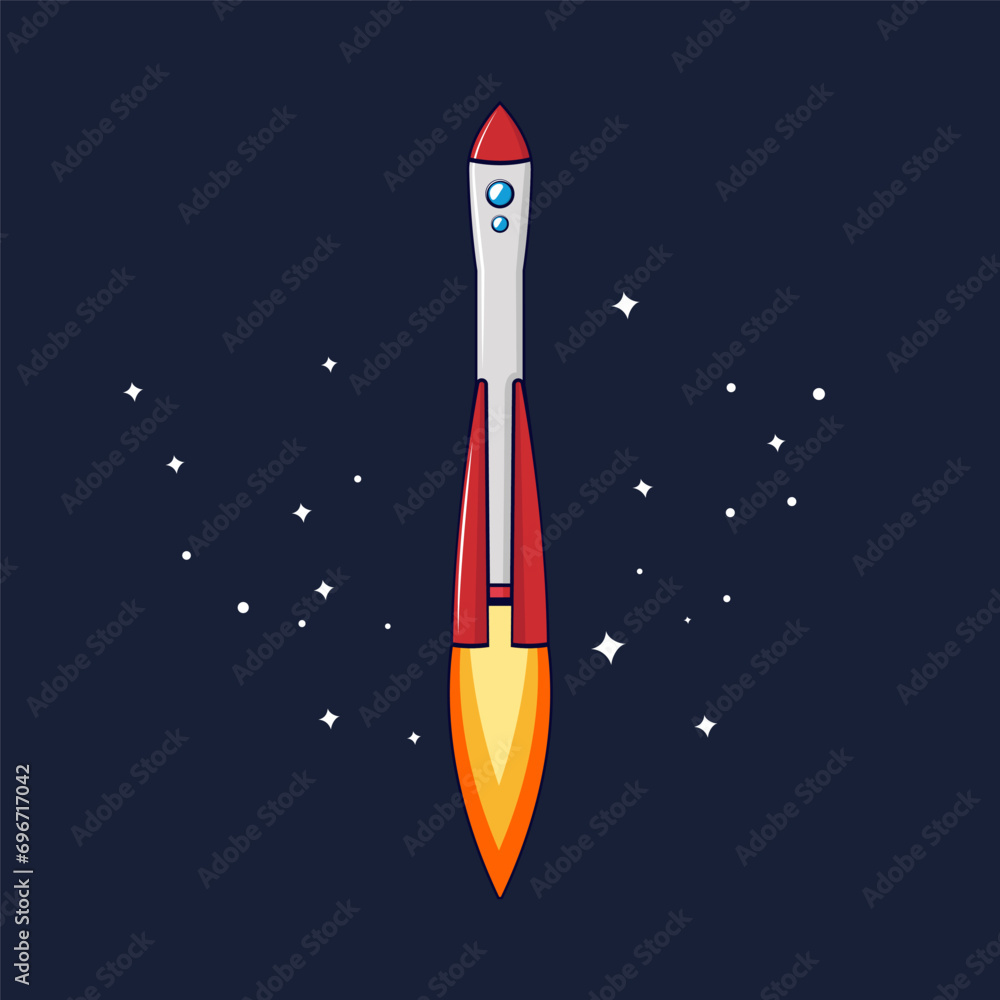 Rocket Launching Cartoon Vector Icon Illustration. Technology ...