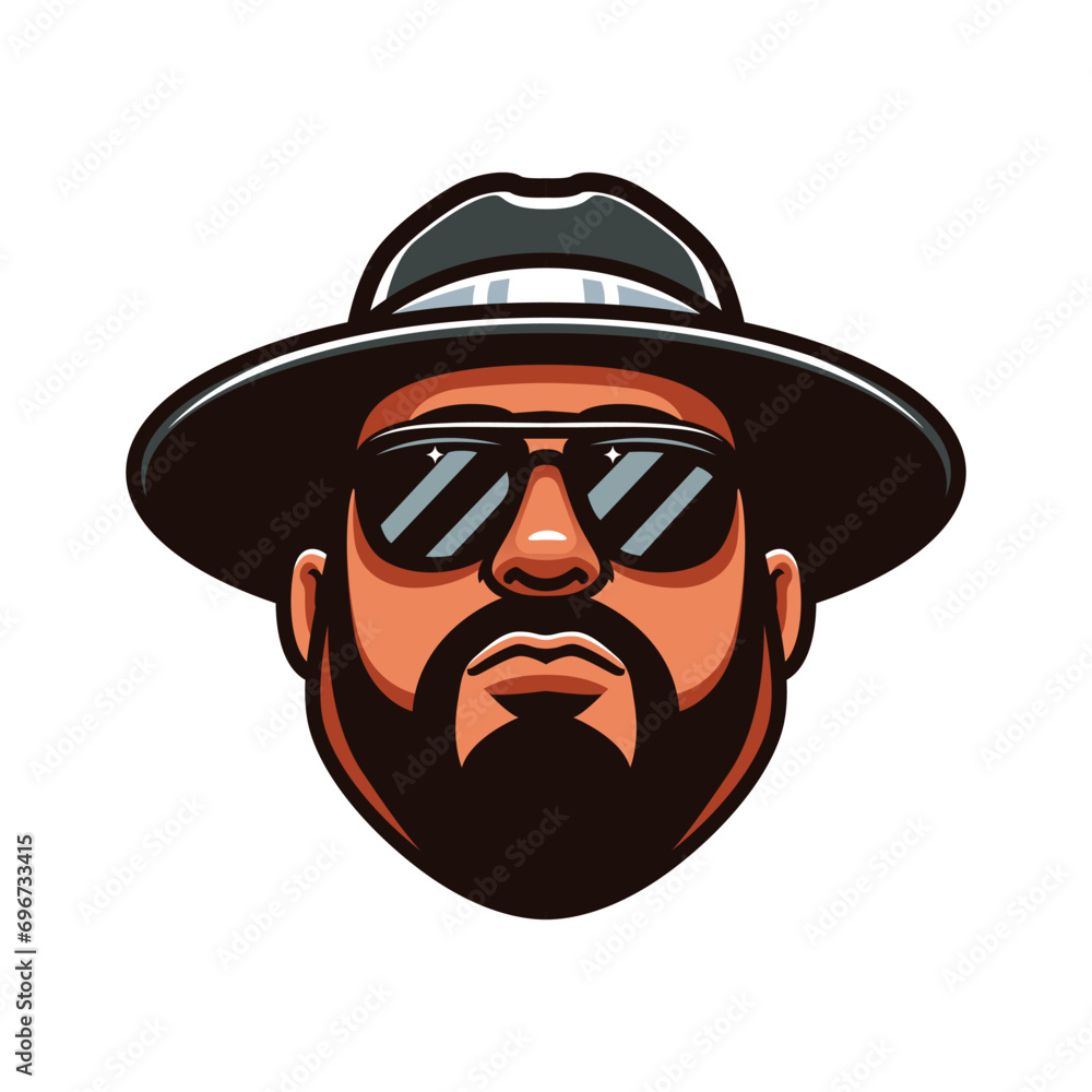 Pimp with glasses and hat vector illustration. hustler sports logo ...
