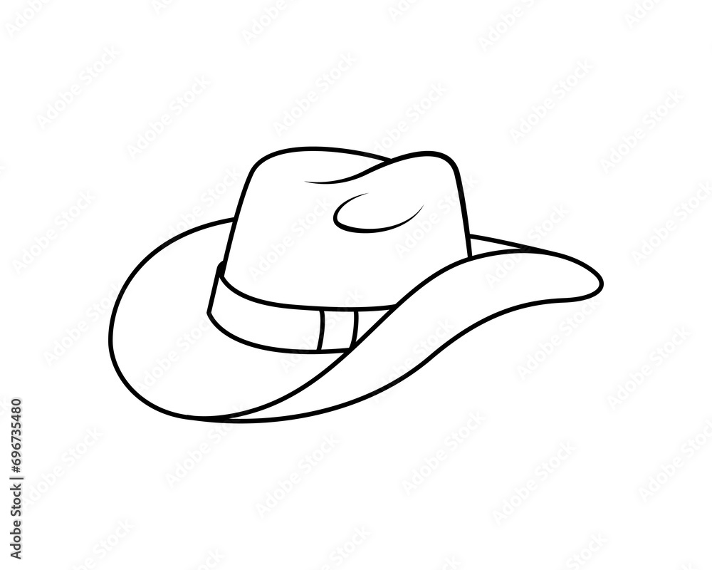 Cowboy hat line art vector isolated on white background Stock Vector ...