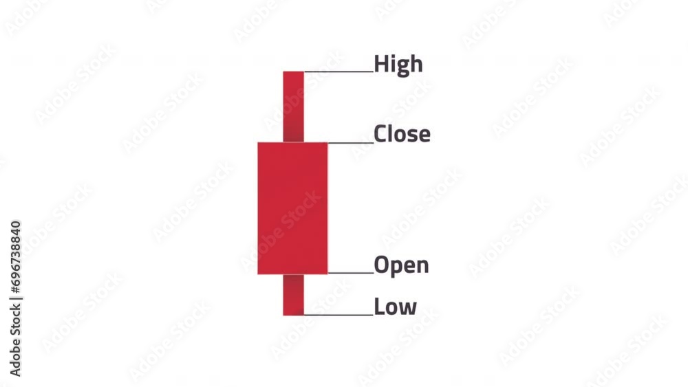 Red Candlestick Charts Explainer Intro Animation on White Background ...