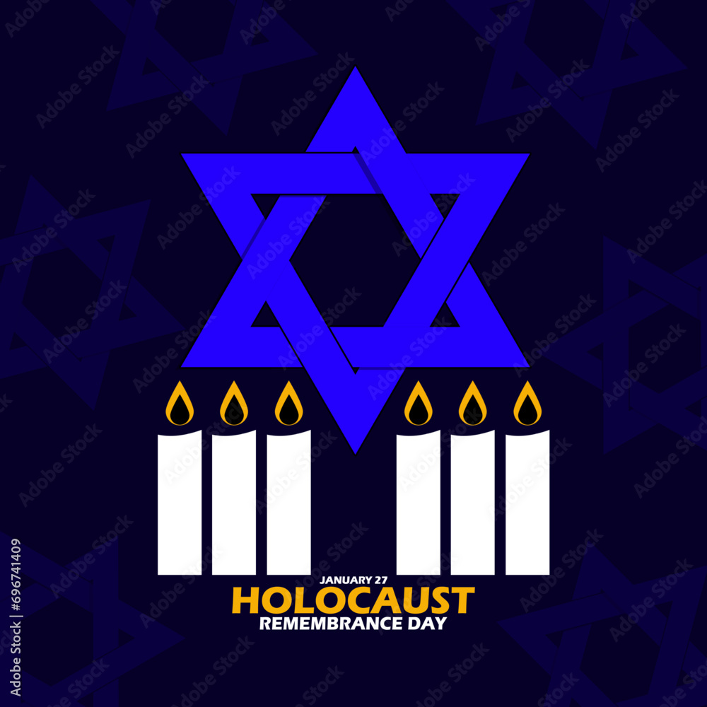 International Holocaust Remembrance Day event banner. Stars of David ...