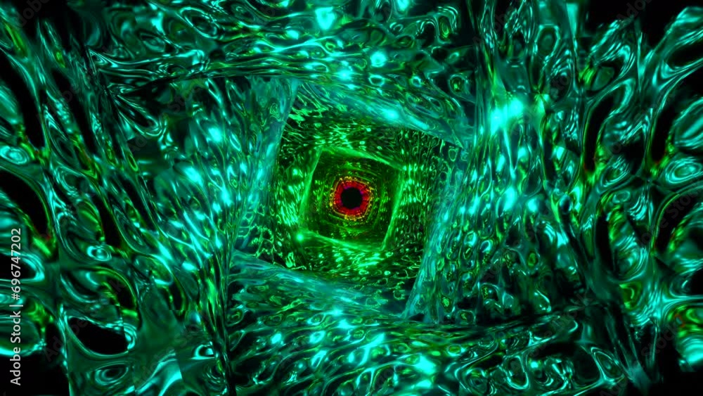 Spiral colorful tunnel with mirror wavy walls. Dj visuals effects ...