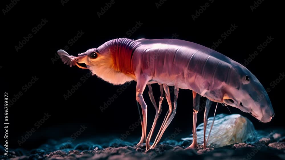 A zoomedin of a microscopic krill, a vital food source for many marine ...