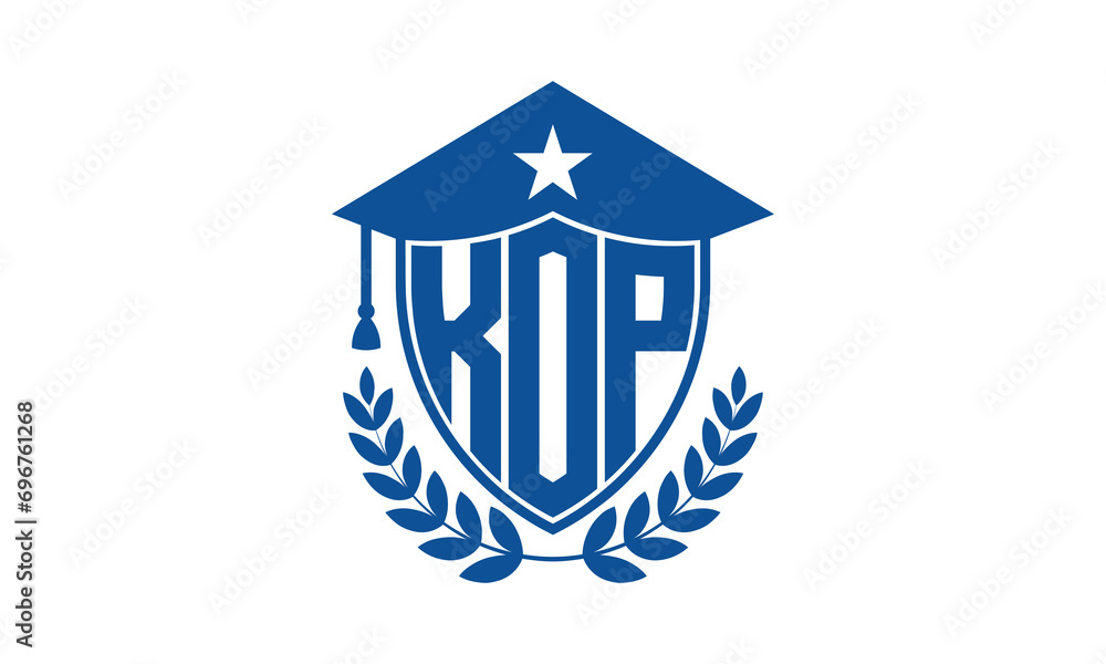 KOP three letter iconic academic logo design vector template. monogram ...