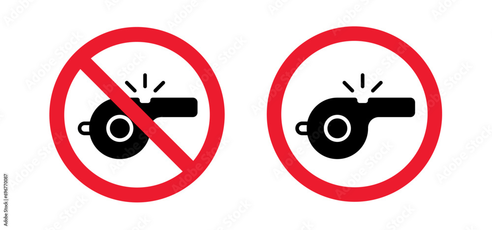 Cartoon prohibited referee whistle. Warning, sports whistle ...