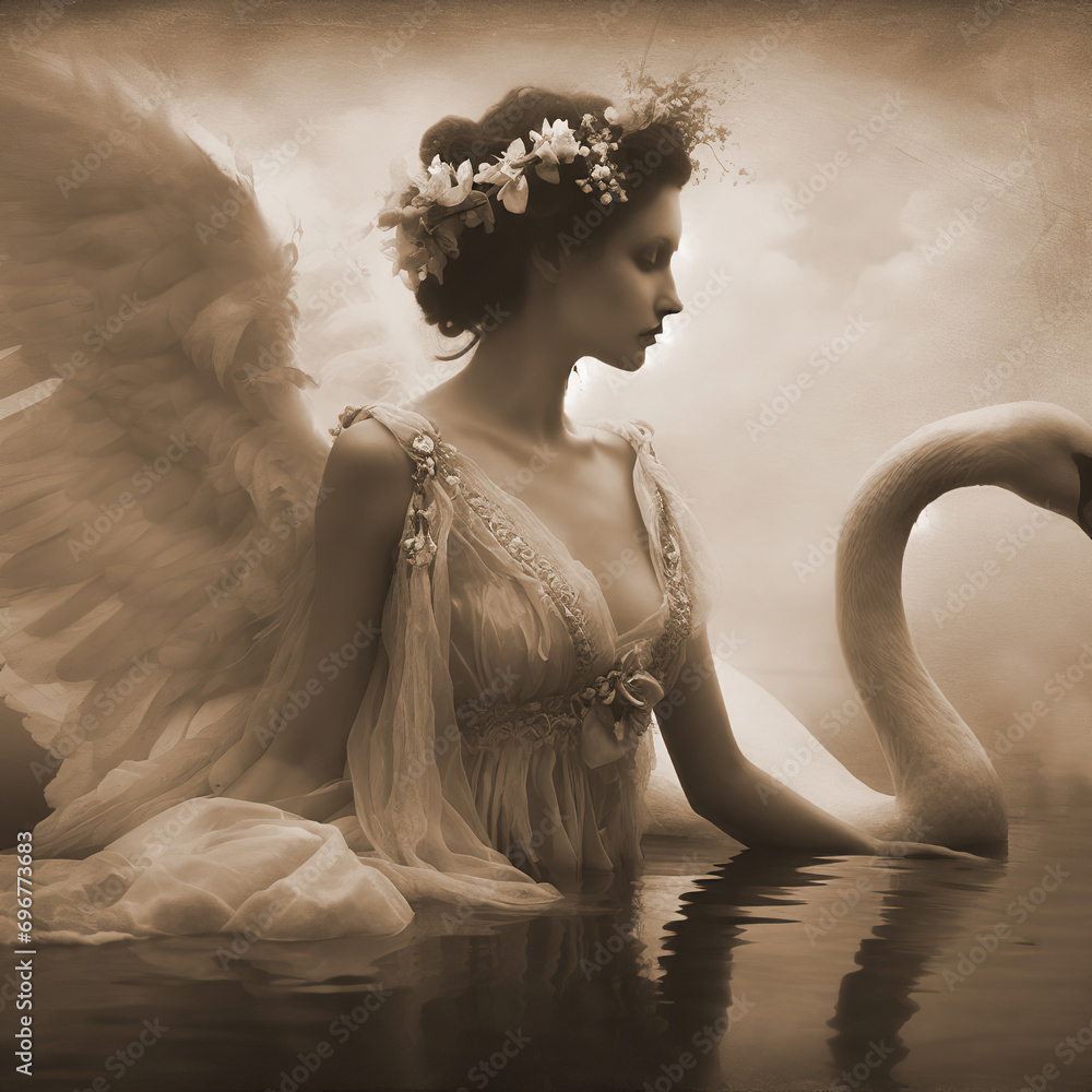 "Leda and the Swan" ..Inspired by the famous ancient Greek myth, in which the god Zeus, in the ...
