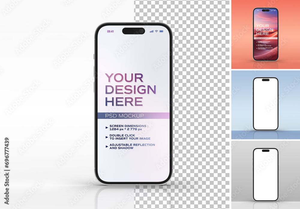 Isolated Smartphone With Editable Shadows And Backgrounds Mockup Stock ...