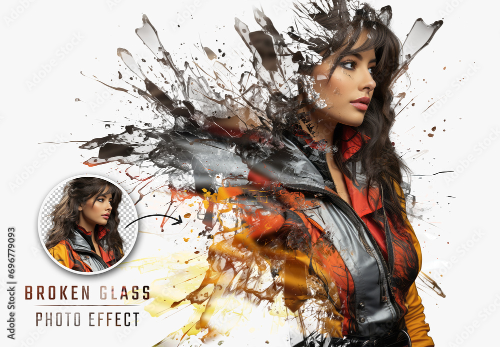 Exploding Broken Glass Dispersion Photo Effect Mockup. Generative Ai ...
