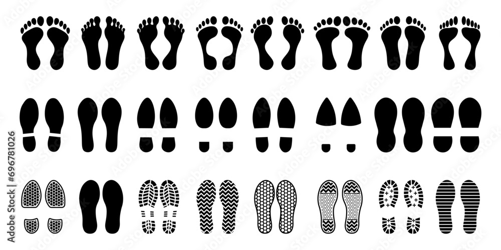 Human footprints icon. Foot imprint, footsteps icon collection. Human ...