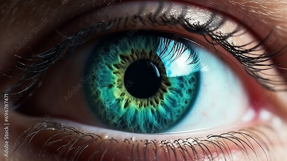 extreme blue eye macro shottexture background. Macro photo of human eye ...