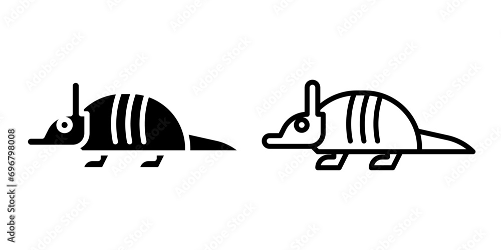 armadillo icon, sign, or symbol in glyph and line style isolated on ...
