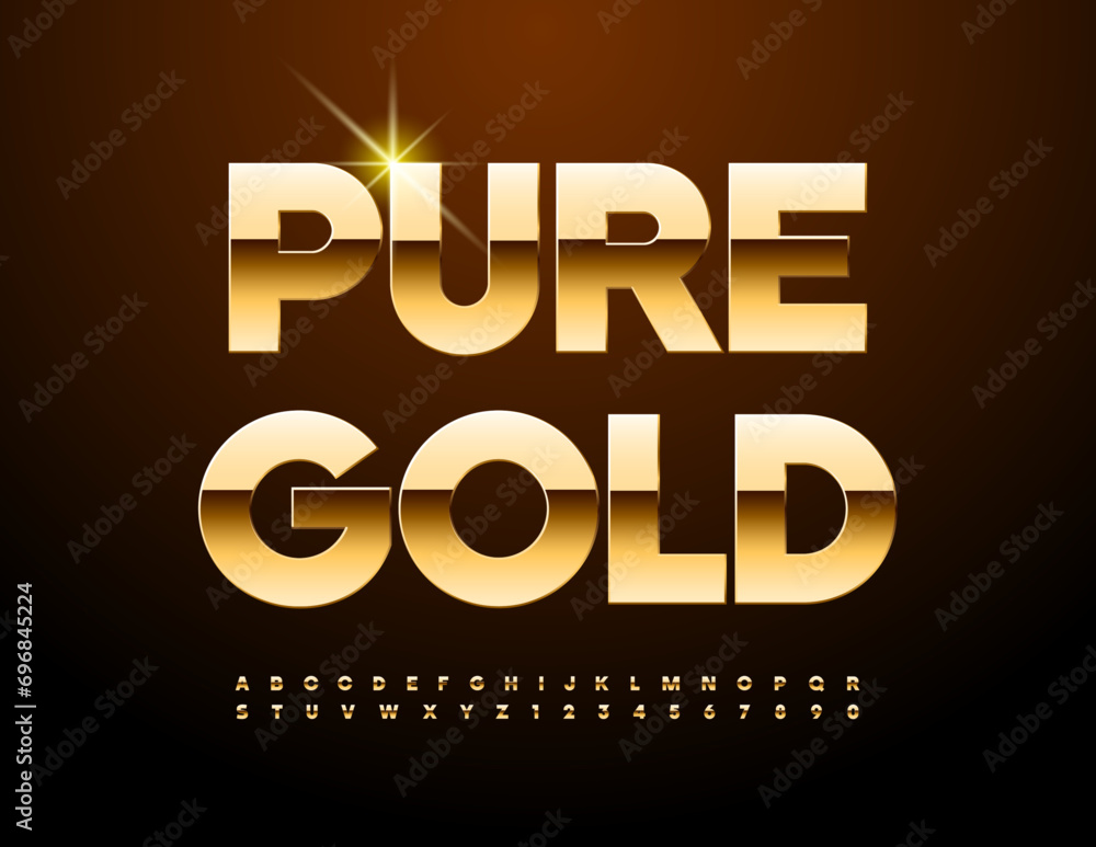 Vector Pure Gold Font. Trendy Chic Alphabet Letters and Numbers. Stock ...