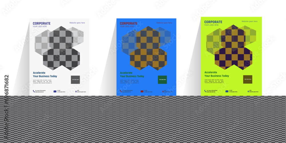 Vecteur Stock Three colors professional business flyer with standard ...