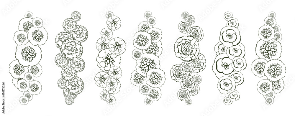 Tree for architectural floor plans. Entourage design. Various trees ...