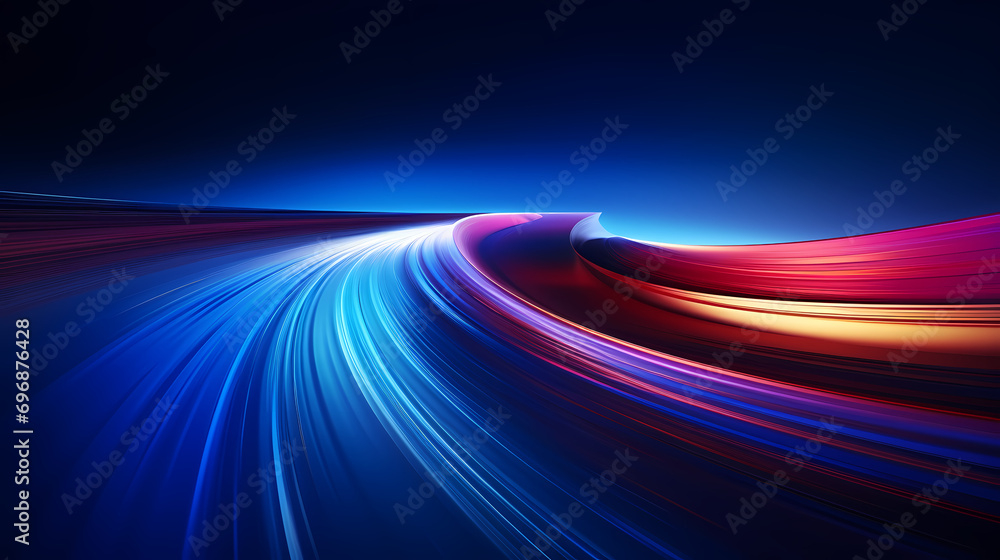 Moving light movement trajectory diagram abstract line, blue blur ...