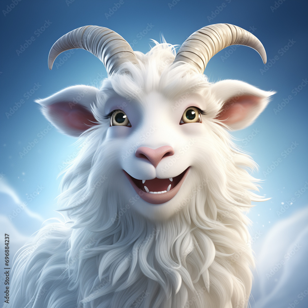 Cute and funny goat avatar. Smiling goat character. Funny baby goat ...