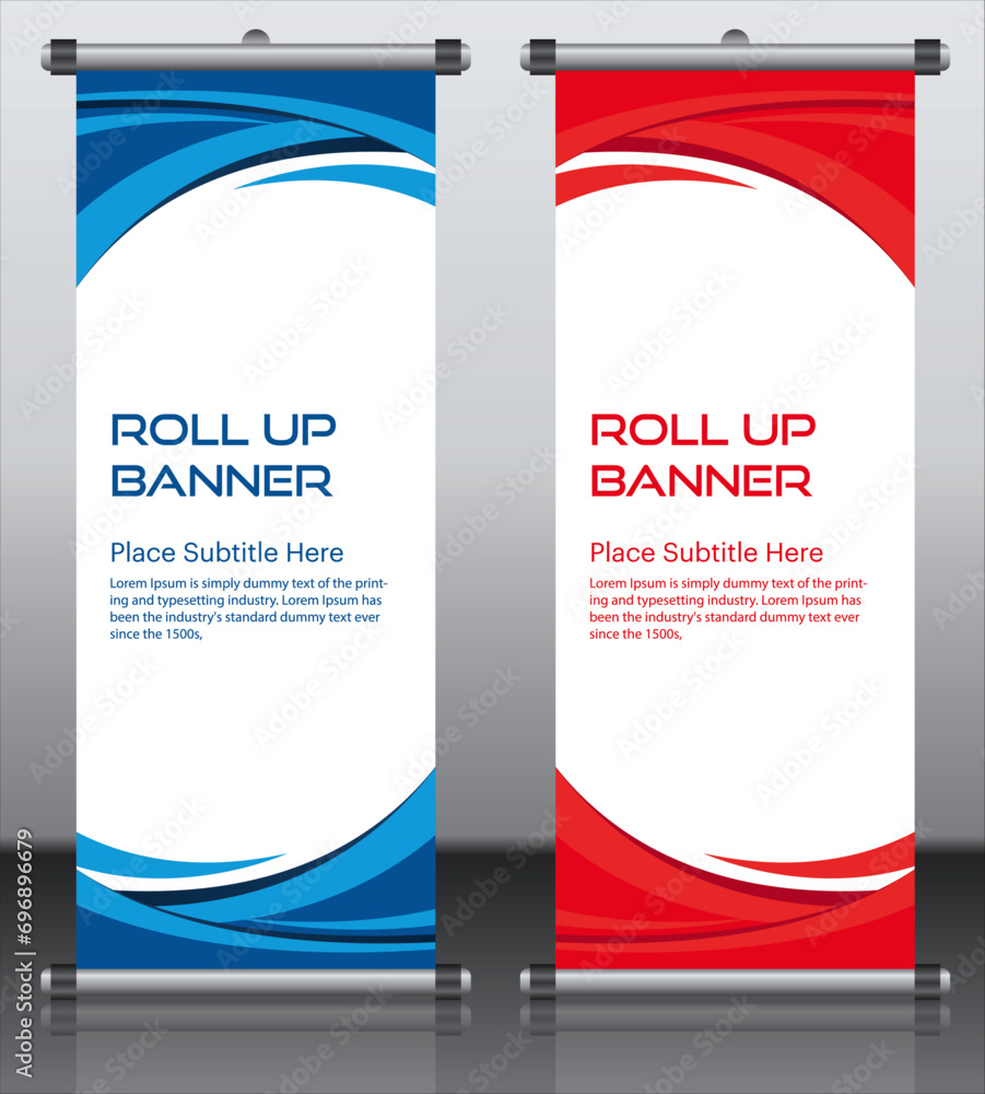 Roll up banner design template, vertical, abstract background, pull up ...