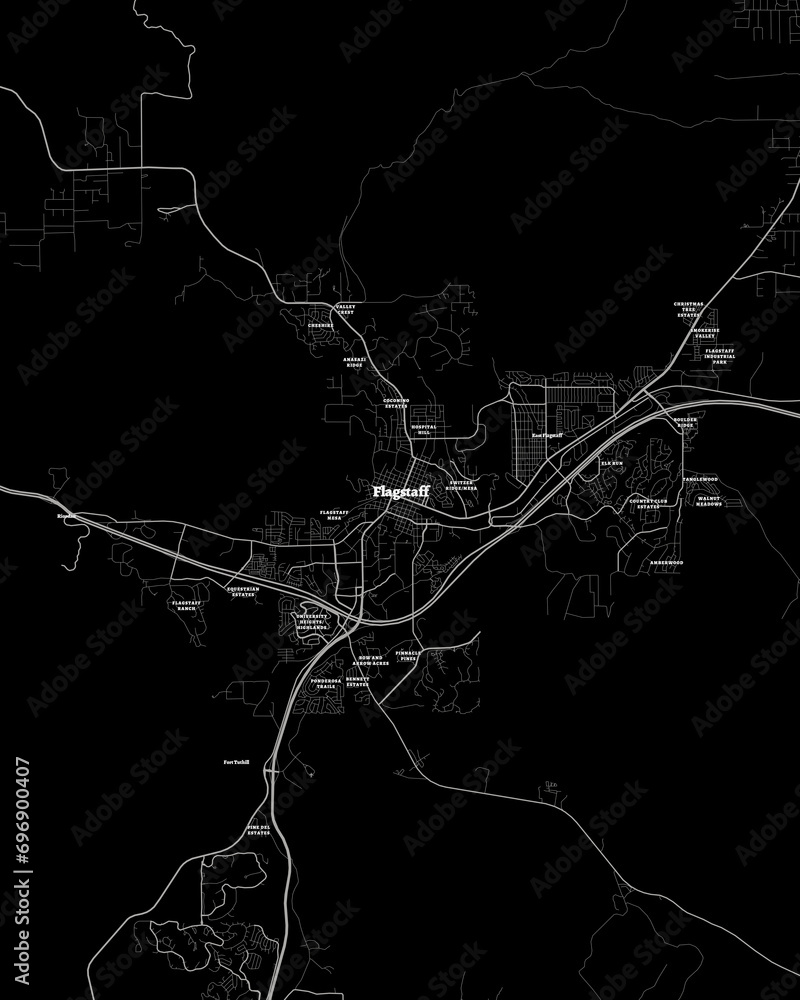 Flagstaff Arizona Map, Detailed Dark Map of Flagstaff Arizona Stock ...