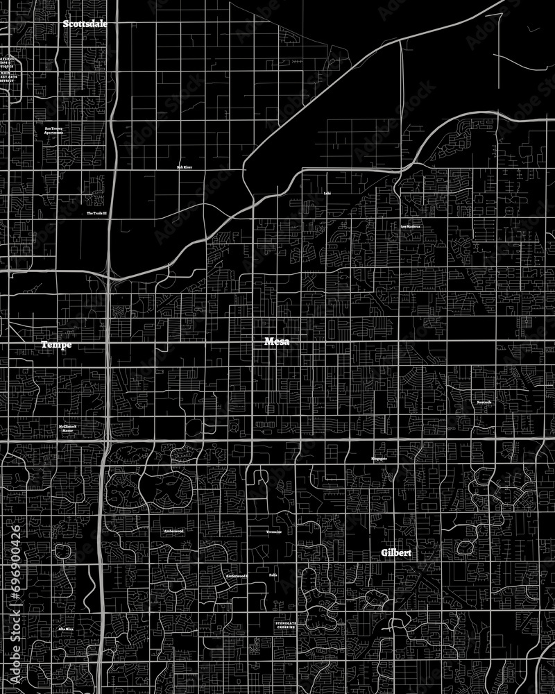 Mesa Arizona Map, Detailed Dark Map of Mesa Arizona Stock Illustration ...