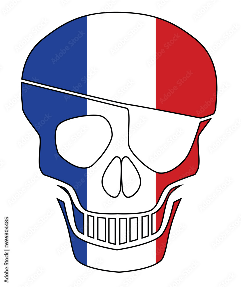 French Pirate Skull Silhouette With Eye Patch Stock Vector | Adobe Stock