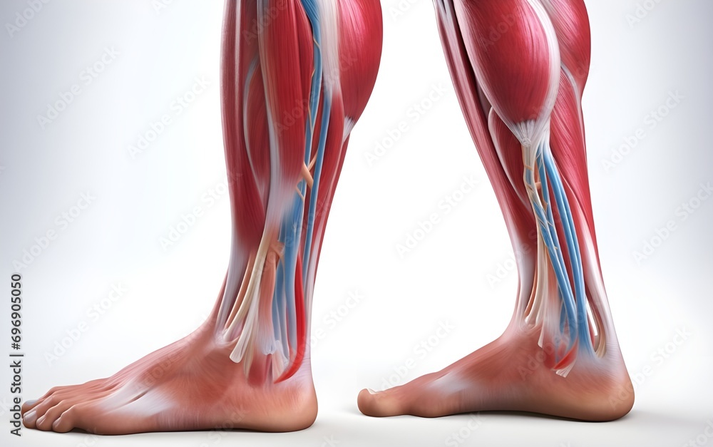 Human body with muscle and tendon inflammation Leg pain and calf pain ...