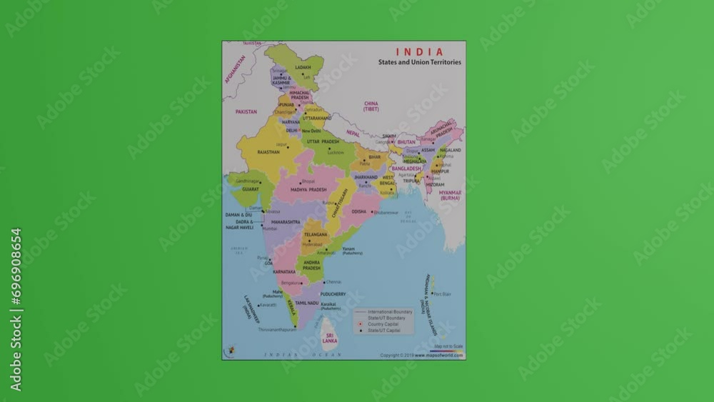 Vidéo Stock 4k India Animated Map Unrolling and Rolling back with Green ...