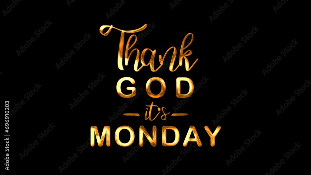 Vidéo Stock National Thank God Its Monday Day Text Animation on Gold ...