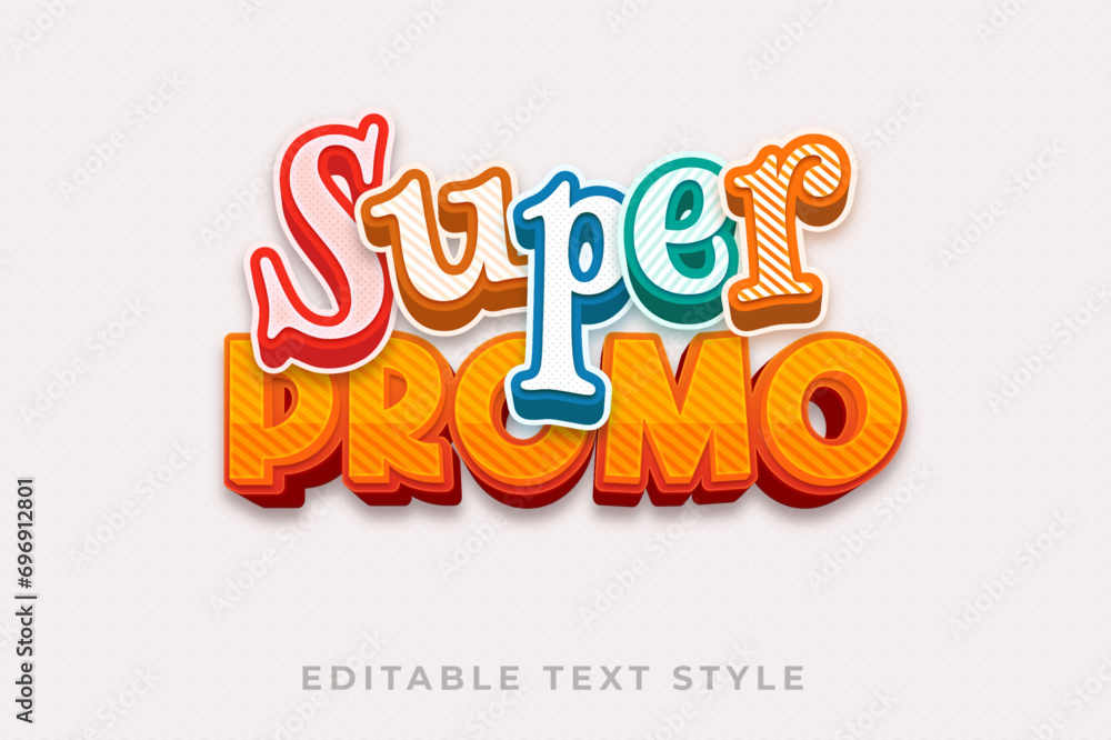 Super Promo 3d text effect, editable style template Stock Vector ...
