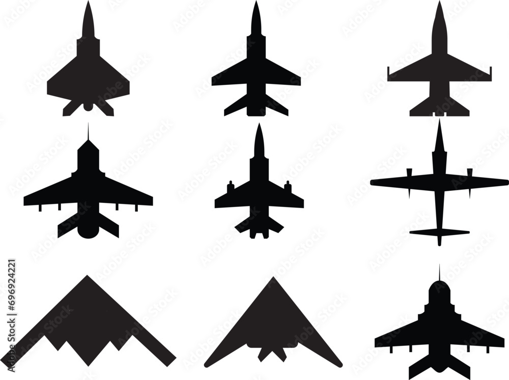 Set of airplane icon. Aircrafts flat style. Airplane illustration ...