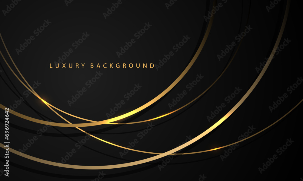 Abstract golden line curve overlap on black blank space design modern ...