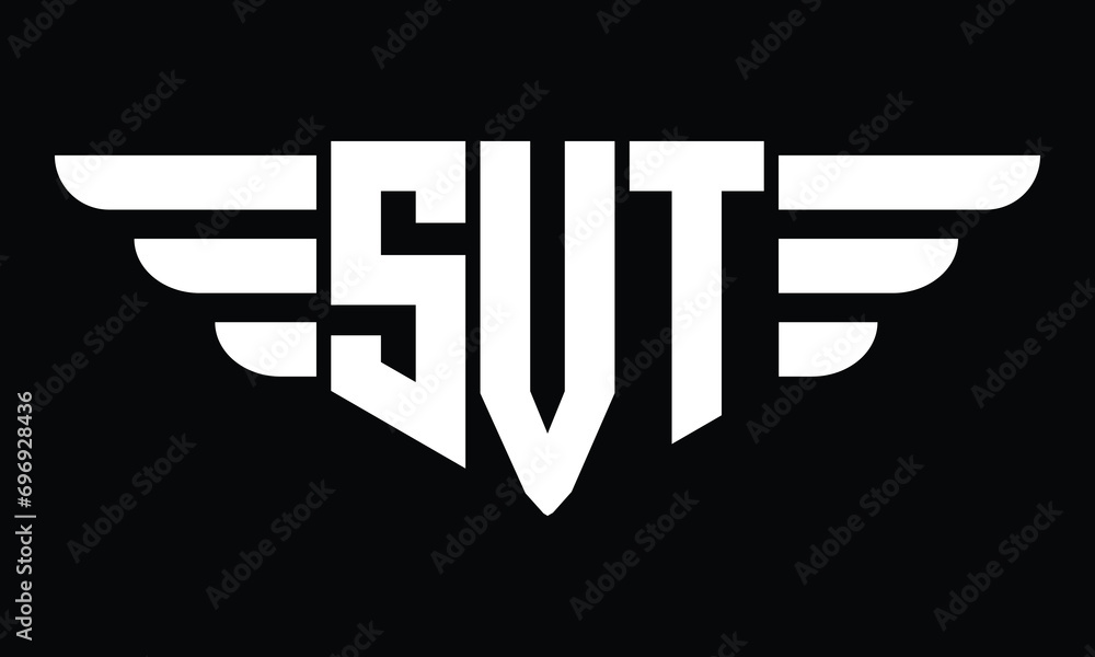 SVT three letter logo, creative wings shape logo design vector template ...