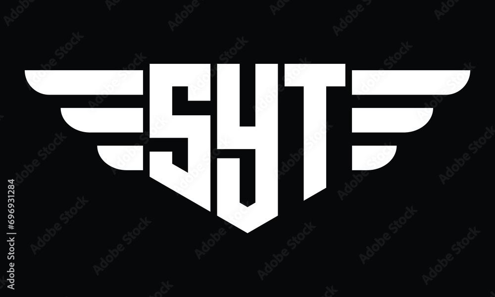 SYT three letter logo, creative wings shape logo design vector template ...