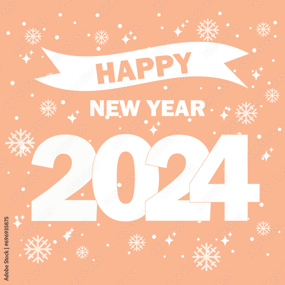 Happy new year 2024 design. Color 2024 Peach Fuzz. Design for poster ...
