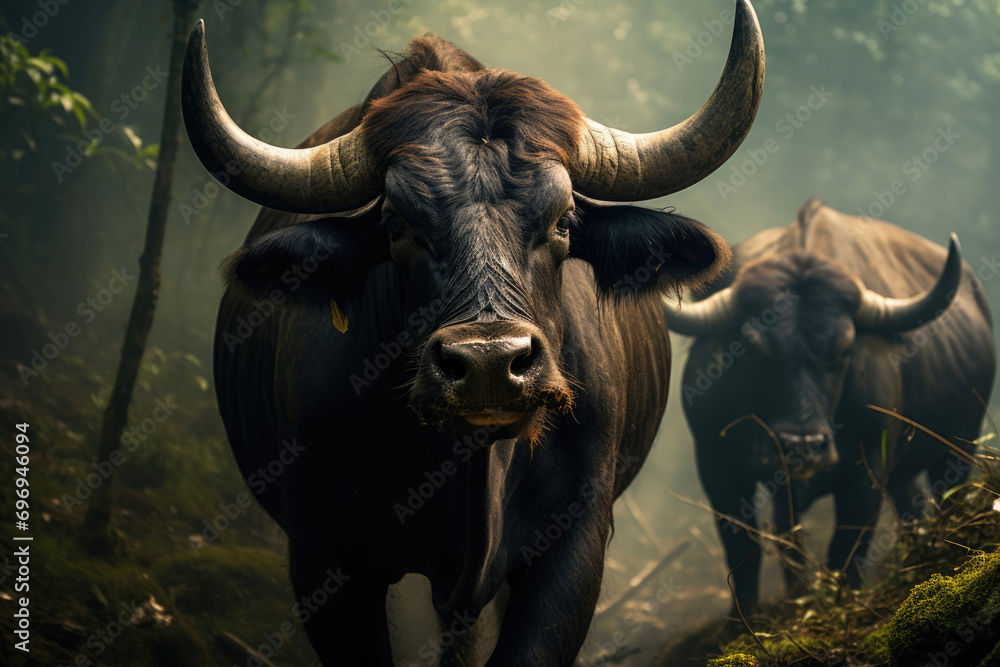 Gaur, also known as the Indian bison, in its natural habitat Stock ...