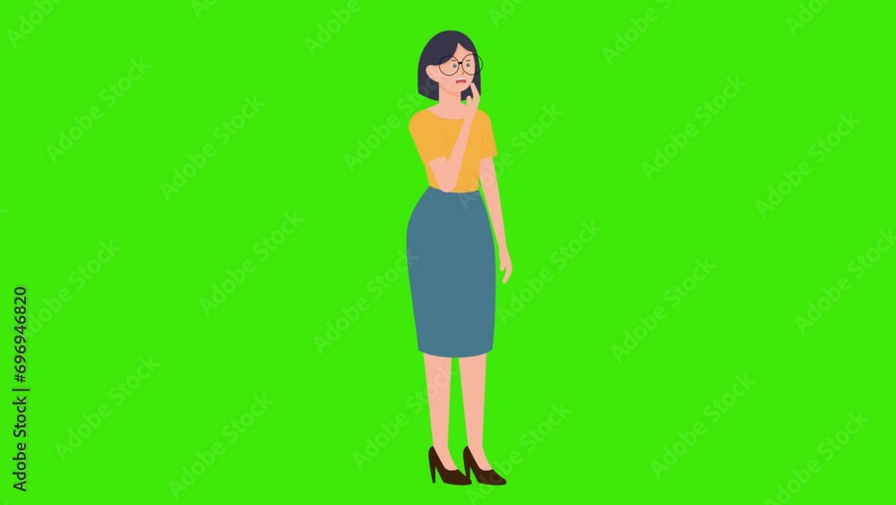 2d animation, cartoon, woman crying animation, green background, chroma ...