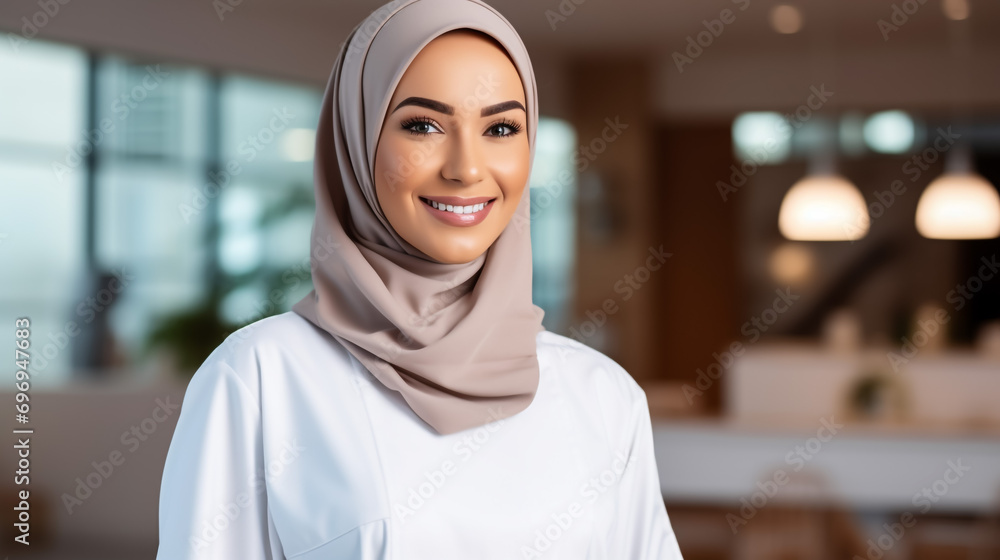 Portrait of islamic woman smiling. Pretty muslim girl. Beautiful asian ...